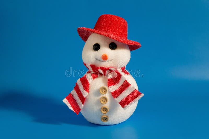 Cute Decorative Snowman in Red Hat and Scarf Stock Image - Image of ...
