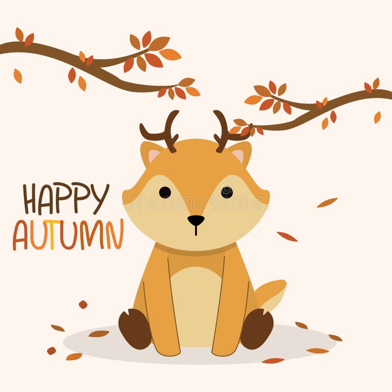 Cute Deer Autumn Animal Character Vector Stock Vector - Illustration of ...