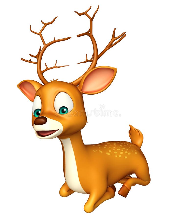 Cute Deer Cartoon Character with Sitting Down Stock Illustration ...