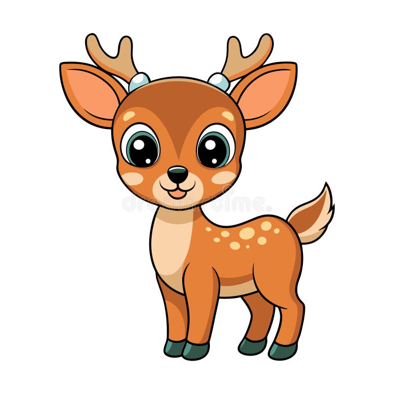 Cute Deer Cartoon Vector Icon Illustration on White Background Stock ...