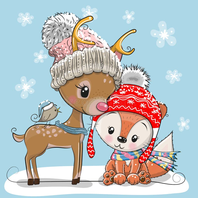 Cute deer cartoon stock vector. Illustration of december - 33231146