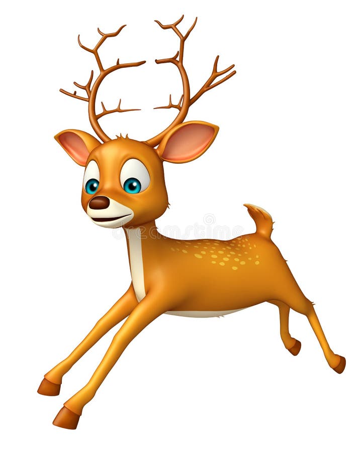 Cute Deer Funny Cartoon Character Stock Illustration - Illustration of ...