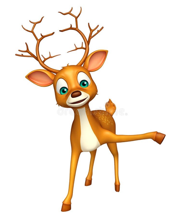 Cute Deer Funny Cartoon Character Stock Illustration - Illustration of ...