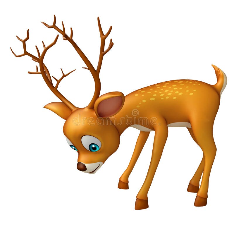 Cute Deer Funny Cartoon Character Stock Illustration - Illustration of ...