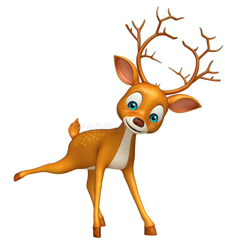 Cute Deer Funny Cartoon Character Stock Illustration - Illustration of ...