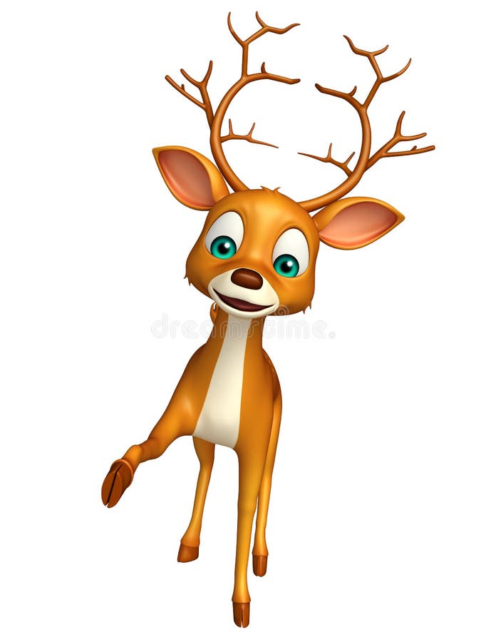 Cute Deer Funny Cartoon Character Stock Illustration - Illustration of ...