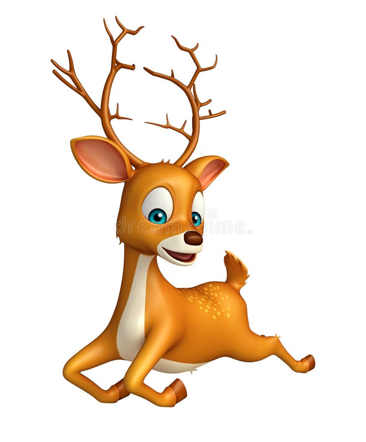 Cute Deer Funny Cartoon Character Stock Illustration - Illustration of ...
