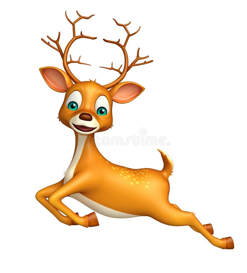 Cute Deer Funny Cartoon Character Stock Illustration - Illustration of ...