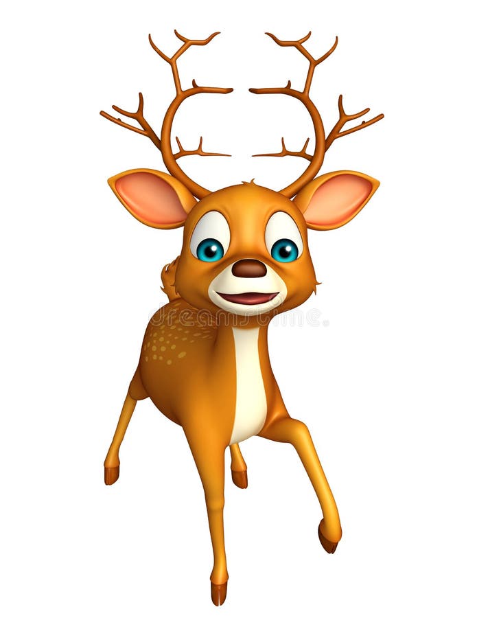 Cute Deer Funny Cartoon Character Stock Illustration - Illustration of ...