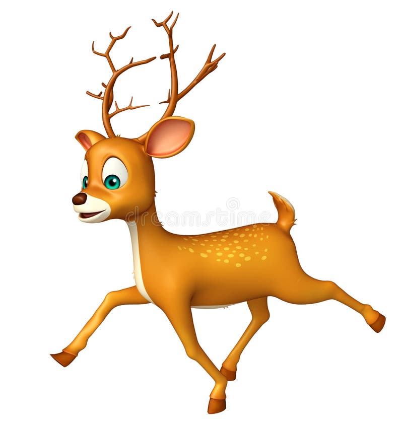 Cute Deer Funny Cartoon Character Stock Illustration - Illustration of ...