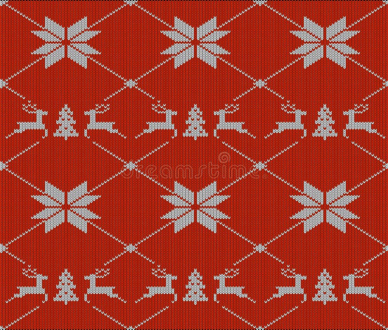 Cute Deer on the Knitting Pattern, Nordic Seamless Christmas Pattern ... Cute Deer on the Knitting Pattern, Nordic Seamless Christmas Pattern ...