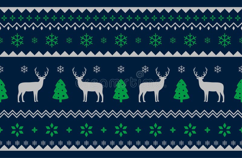Cute Deer on the Knitting Pattern, Nordic Seamless Christmas Pattern ... Cute Deer on the Knitting Pattern, Nordic Seamless Christmas Pattern ...