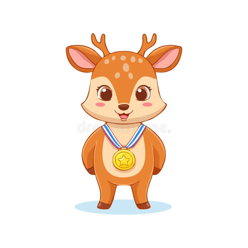 Cute Deer with Medal stock vector. Illustration of medal - 361550326