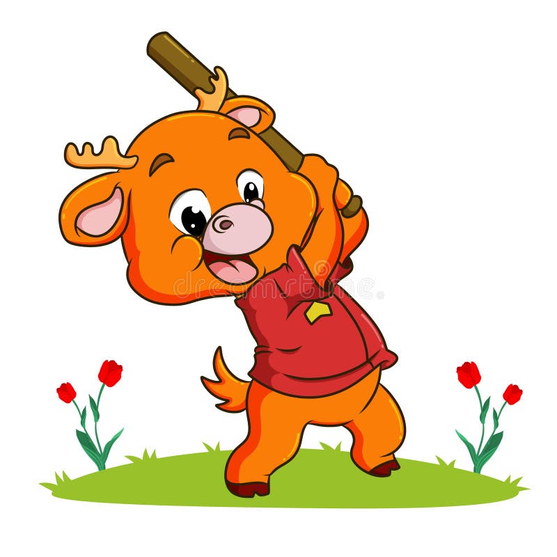 The Cute Deer is Playing the Baseball Stock Vector - Illustration of ...