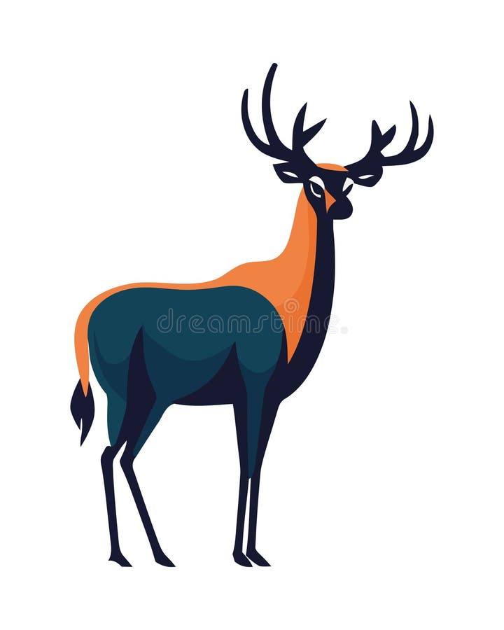 Cute Deer Standing Wild Animal Stock Vector - Illustration of wild ...
