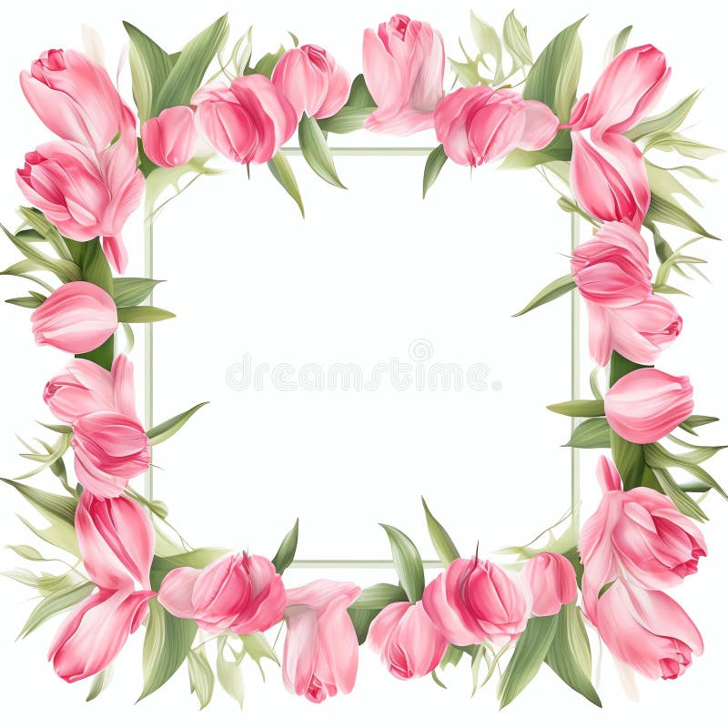 Cute Delicate Tulip Frame Floral Frame Watercolor Stock Illustration ...