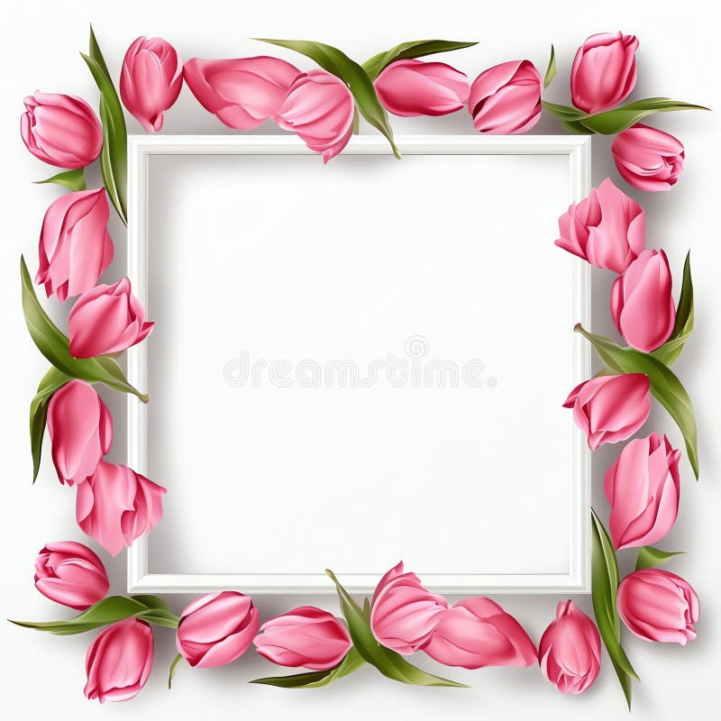 Cute Delicate Tulip Frame Floral Frame Watercolor Stock Illustration ...
