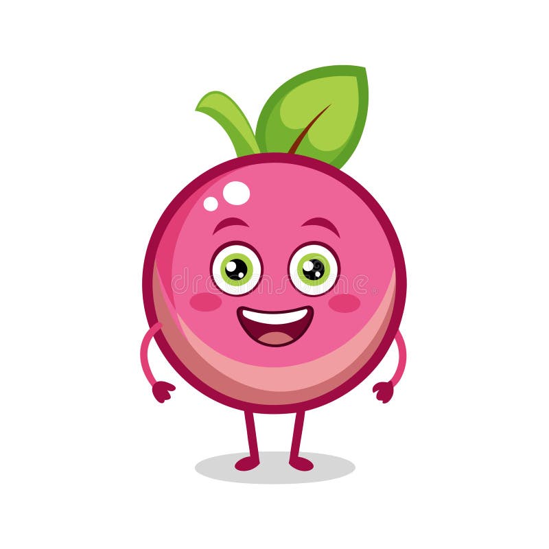 Cute Delightful Radish Slice Cartoon Character Stock Vector ...