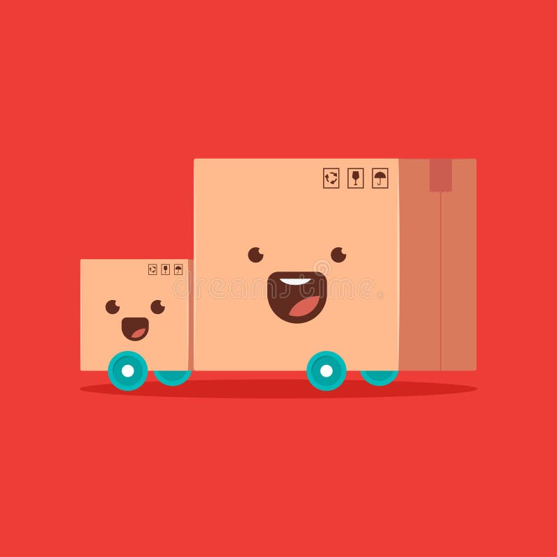 Cute Delivery Box Characters. Coloring Page Stock Vector - Illustration ...