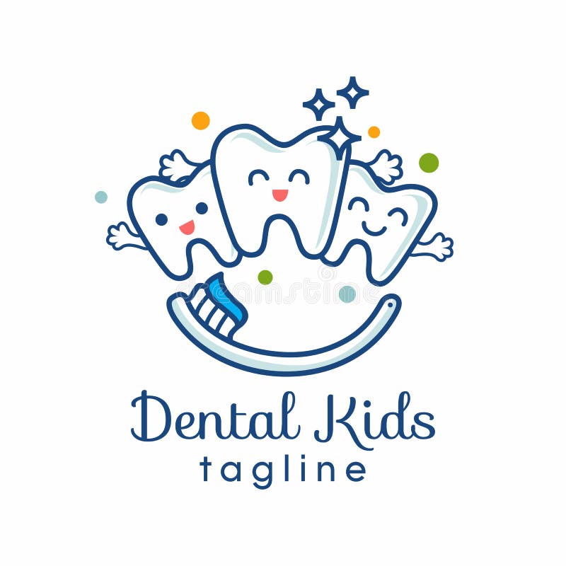 Cute Dental Kids Logo Design Vector Stock Vector - Illustration of ...