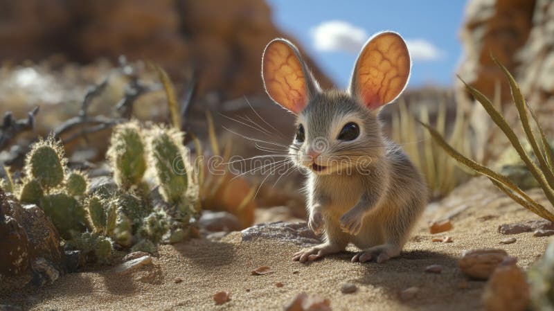 Cute Desert Mouse in Sandy Habitat Stock Illustration - Illustration of ...