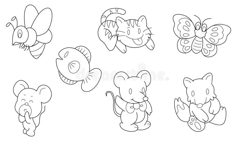 Cute Design Animal Outline Vector Set 27 Stock Vector - Illustration of ...