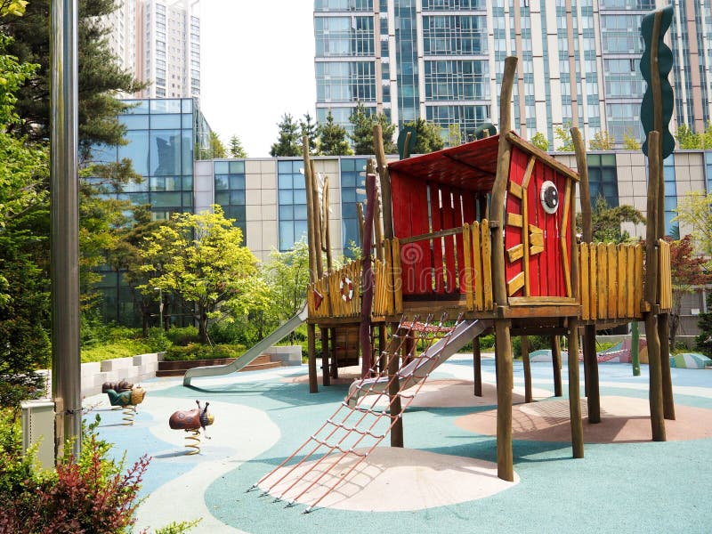 Cute Design Playground at the Park Stock Photo - Image of exercise ...