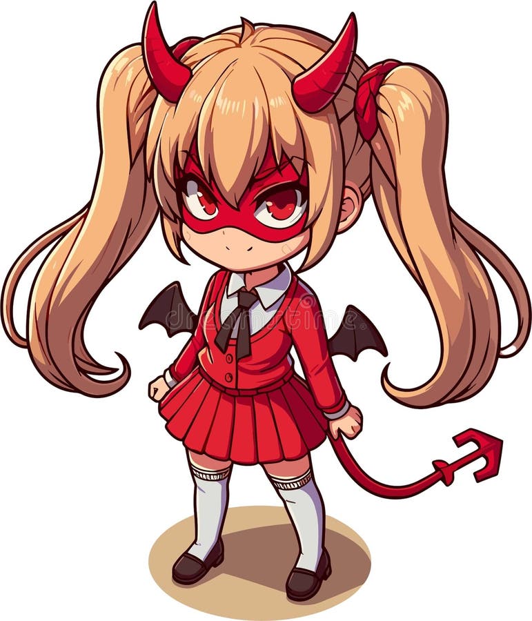 Cute devil anime character stock illustration. Illustration of sketch ...
