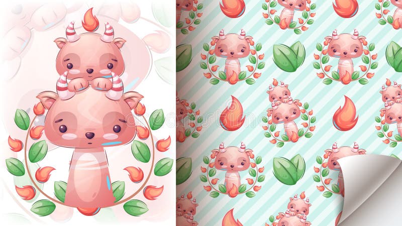 Cute Devil in Bush - Sealess Pattern Stock Vector - Illustration of ...