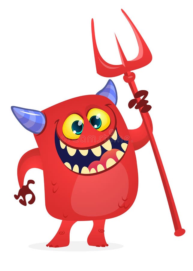Cute Devil Monster. Vector Halloween Cartoon Devil Stock Vector ...