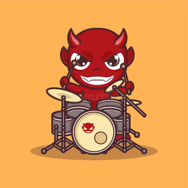 Cute devil drum stock vector. Illustration of emoticon - 230696447