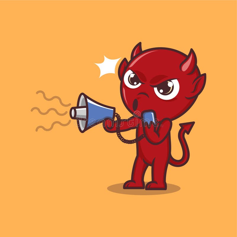 Cute devil megaphone stock vector. Illustration of comic - 228125547