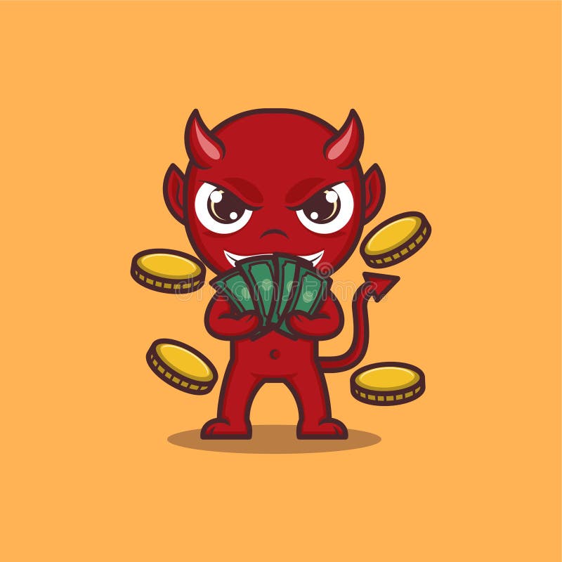 Cute devil money stock vector. Illustration of monster - 228040546