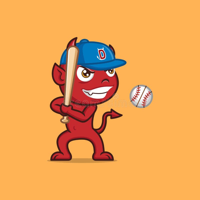 Cute Devil Playing Baseball Stock Vector - Illustration of smile ...