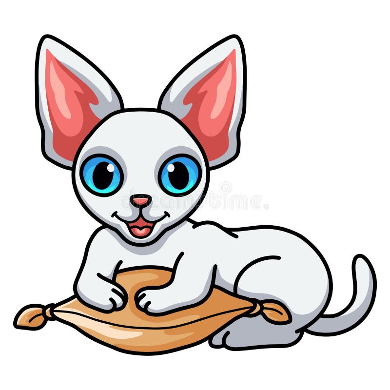 Cute Devon Rex Cat Cartoon Raising Hands Stock Vector - Illustration of ...