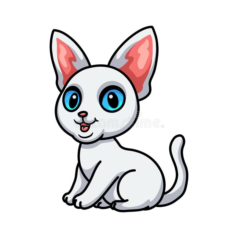 Cute Devon Rex Cat Cartoon Sitting Stock Vector - Illustration of ...