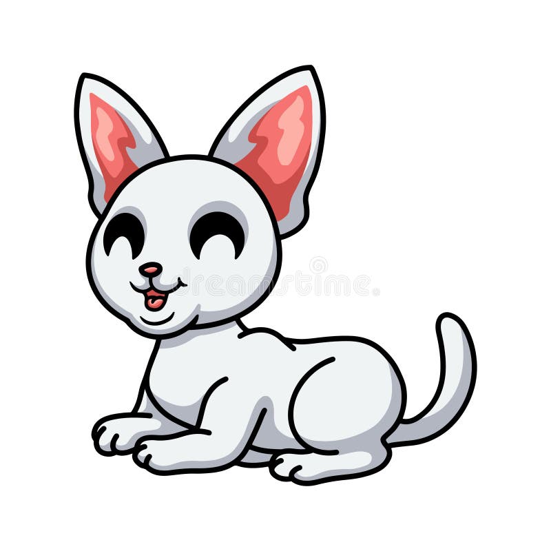 Cute Devon Rex Cat Cartoon Sitting Stock Illustration - Illustration of ...