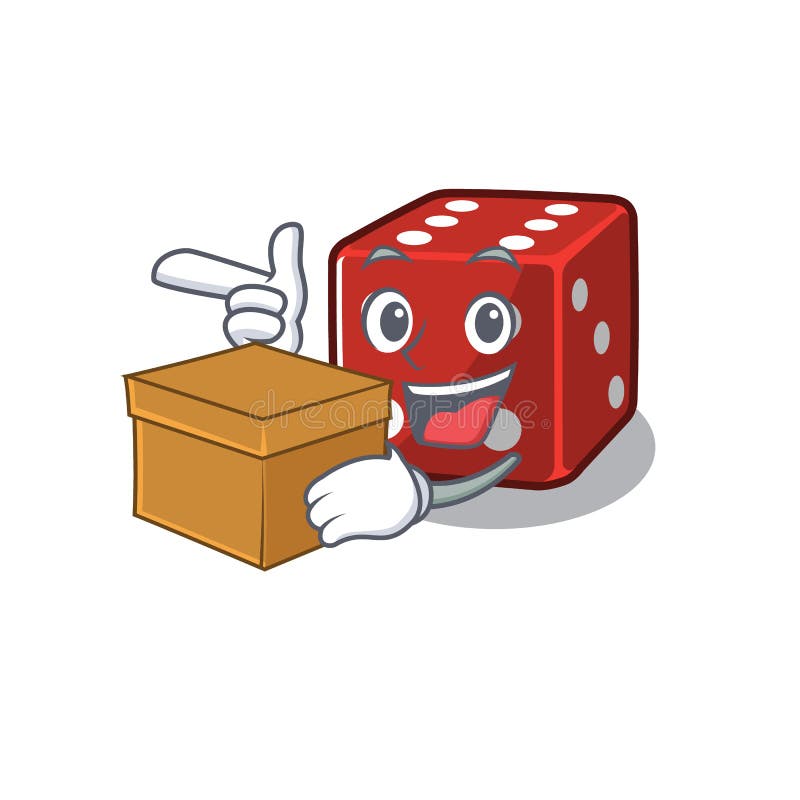 Cute Dice Cartoon Character Having a Box Stock Vector - Illustration of ...