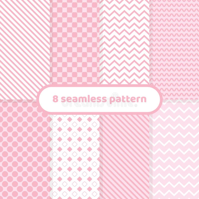 Cute Different Vector Seamless Patterns. Pink Color. Geometric Color ...
