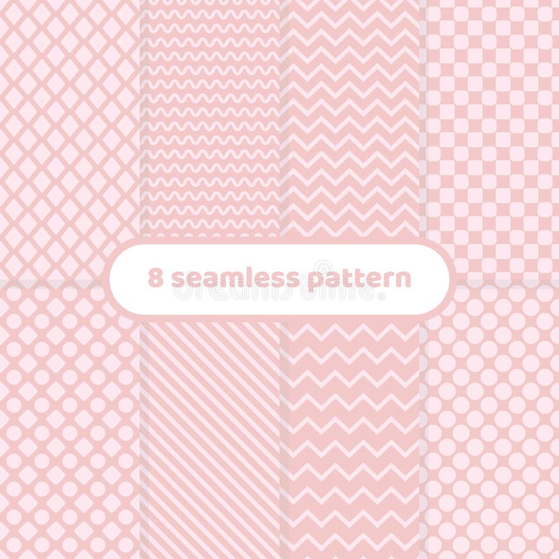 Cute Different Vector Seamless Patterns. Pink Color. Geometric Color ...