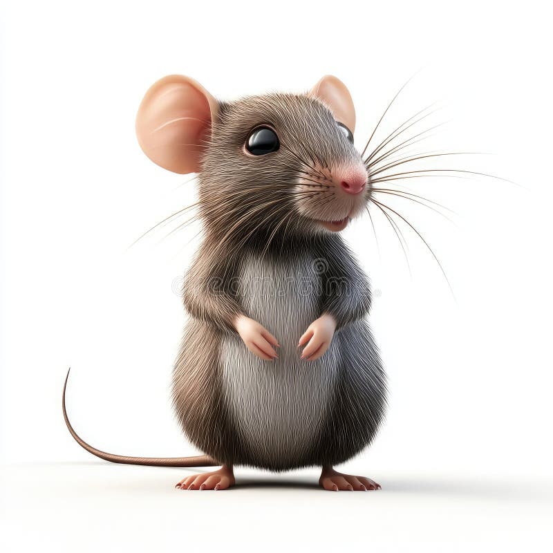 Adorable House Mouse Standing on White Background Stock Illustration ...