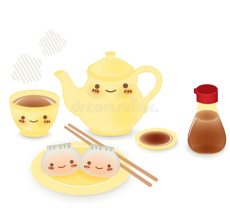 Cute Dim sum stock illustration. Illustration of menu - 31191379