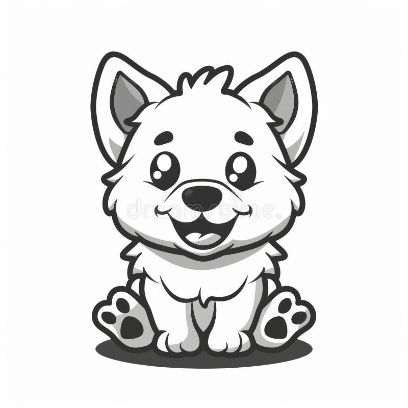 Cute Dingo Vector Logo Design Featuring an Isolated Outline Stock ...