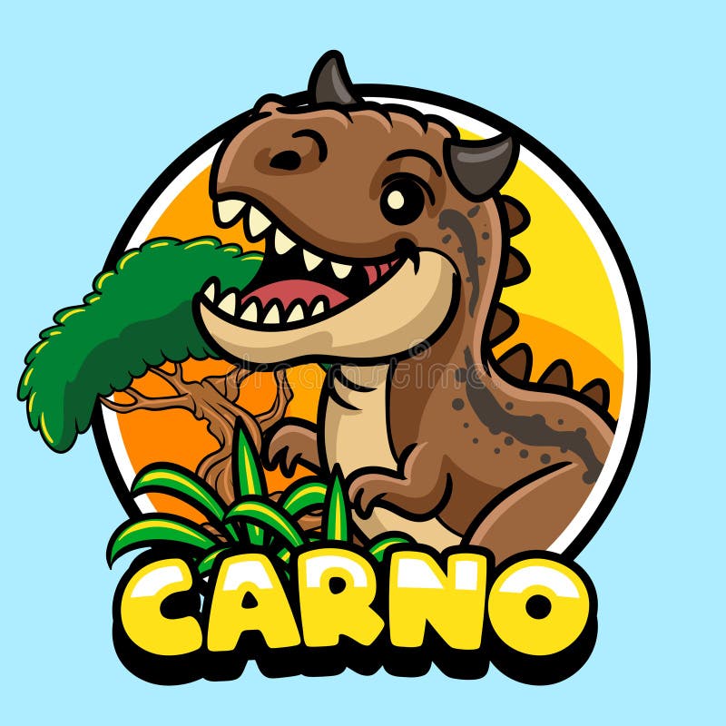 Cute Carnotaurus Dinosaur Character Mascot in Vector Cartoon ...