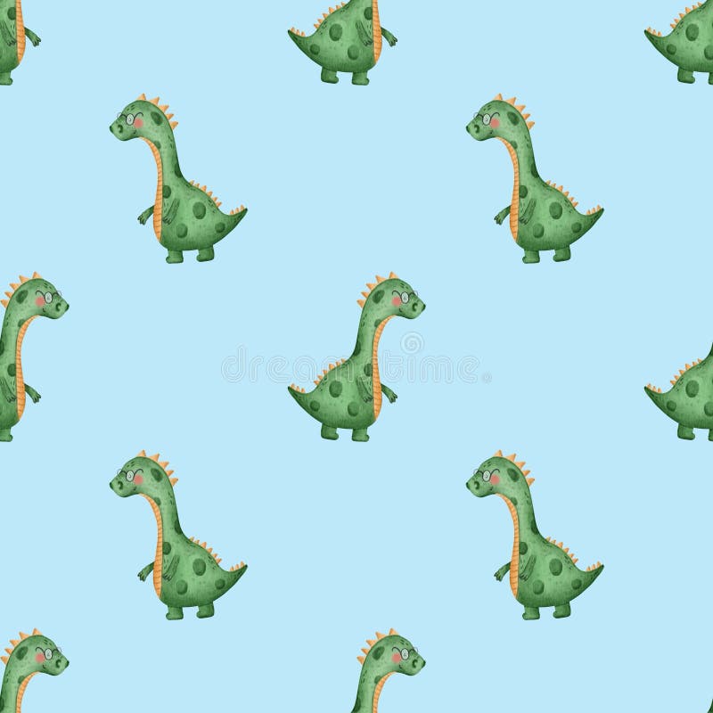 Cute Dino Patterns, Seamless Pattern with Dinosaurs in Glasses, Dino ...