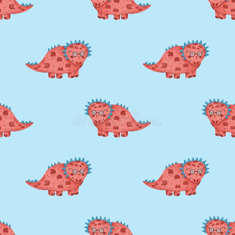 Cute Dino Patterns, Seamless Pattern with Dinosaurs in Glasses, Dino ...