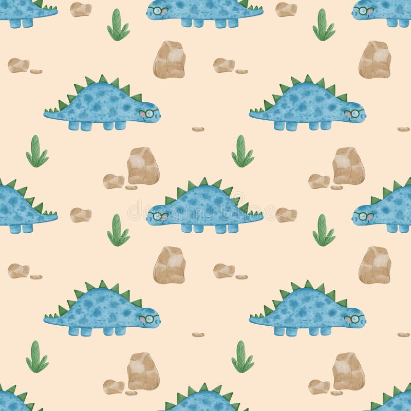 Cute Dino Patterns, Seamless Pattern with Dinosaurs in Glasses, Dino ...