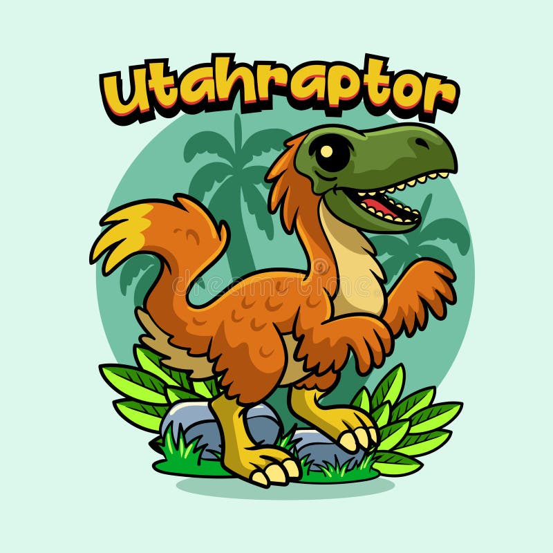 Cute Utahraptor Dinosaur Character Mascot in Vector Cartoon ...