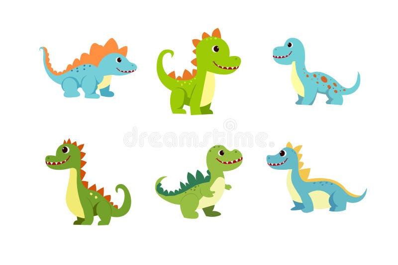 Cute Dino Vector Illustration. Dino Funny Character Cartoon Element ...
