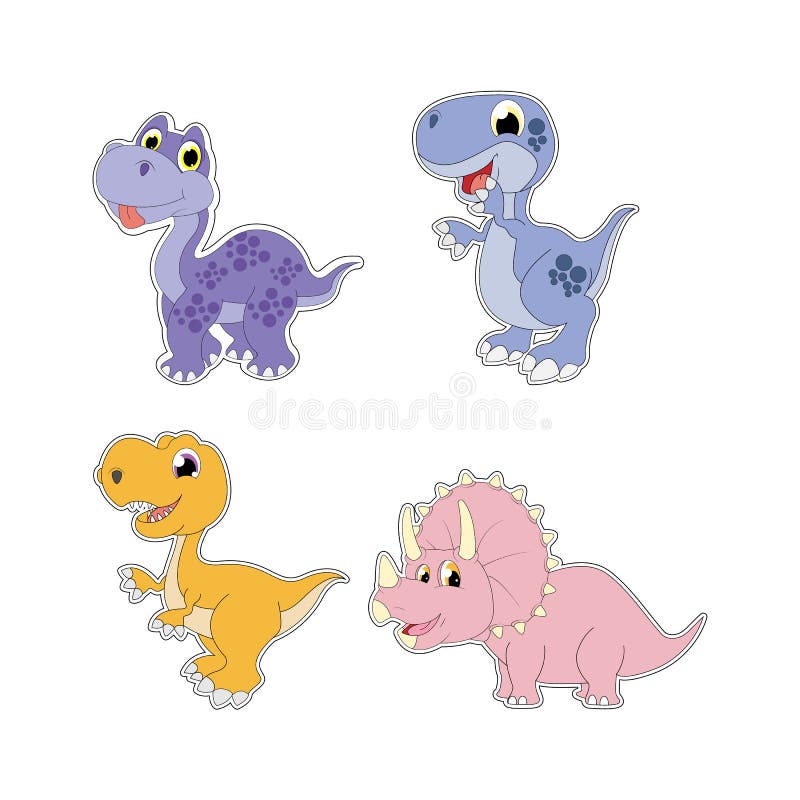 Cute Dinosaur Cartoon, Simple Vector Illustration Stock Vector ...